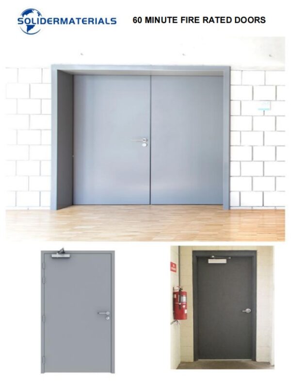 A Class Steel Fire Door 55mm For Apartment With Glass Window Single ...