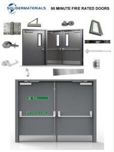 A Class Steel Fire Door 55mm For Apartment With Glass Window Single ...
